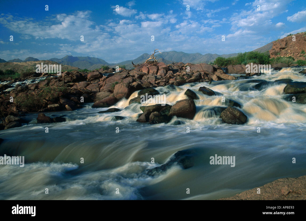 Water flowing through rocks, Water Marienfluss Valley, Namibia Stock ...