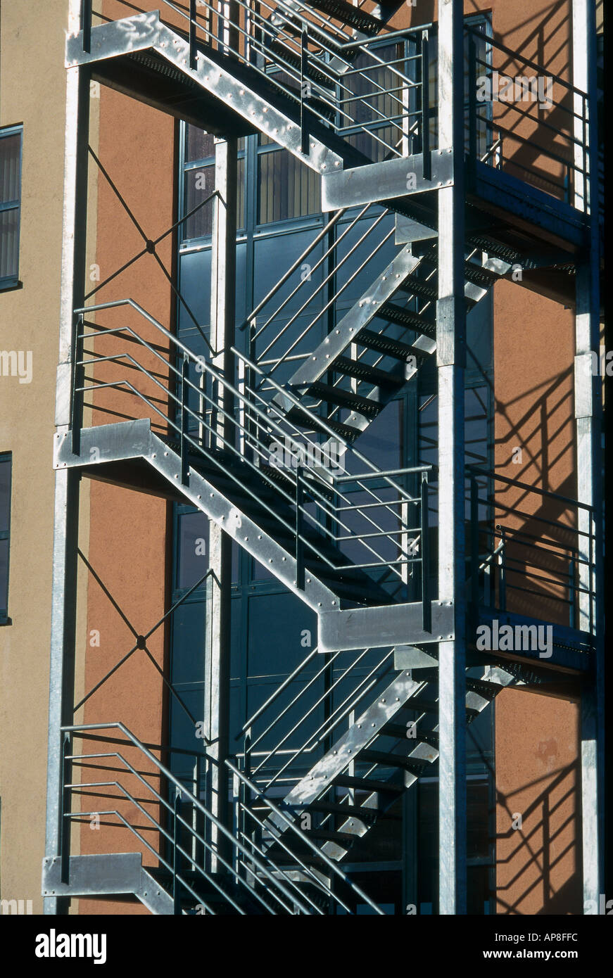 Fire escape outside industrial hall Stock Photo - Alamy