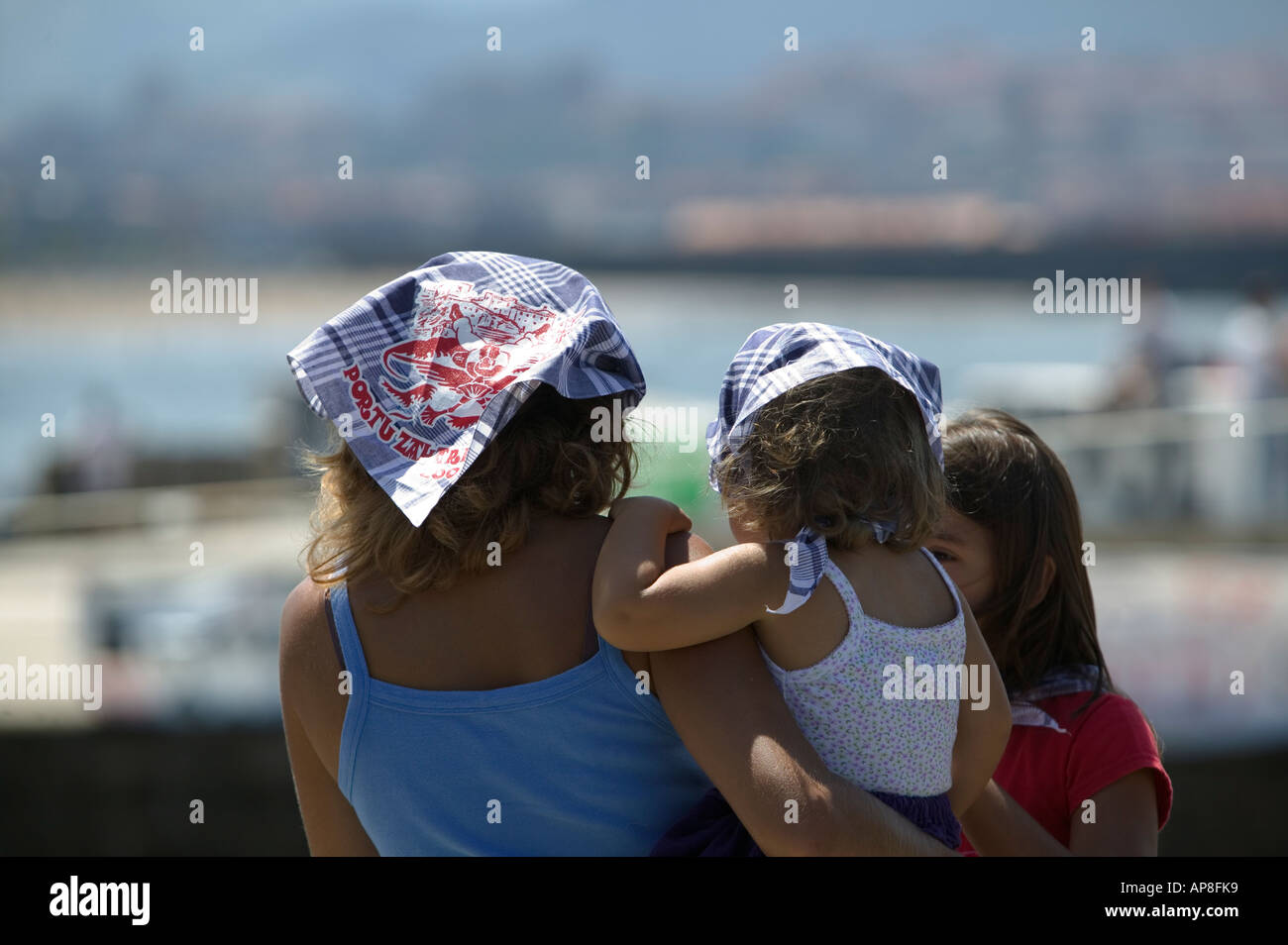 Basque woman and her daughters wearing headscarves and bandannas Puerto ...