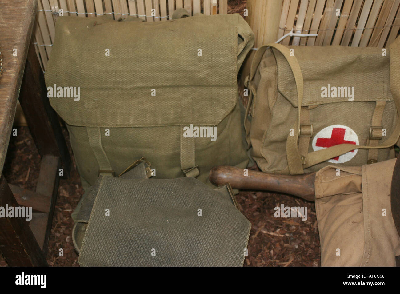 Authentic second world war kit bags and supplies Stock Photo - Alamy