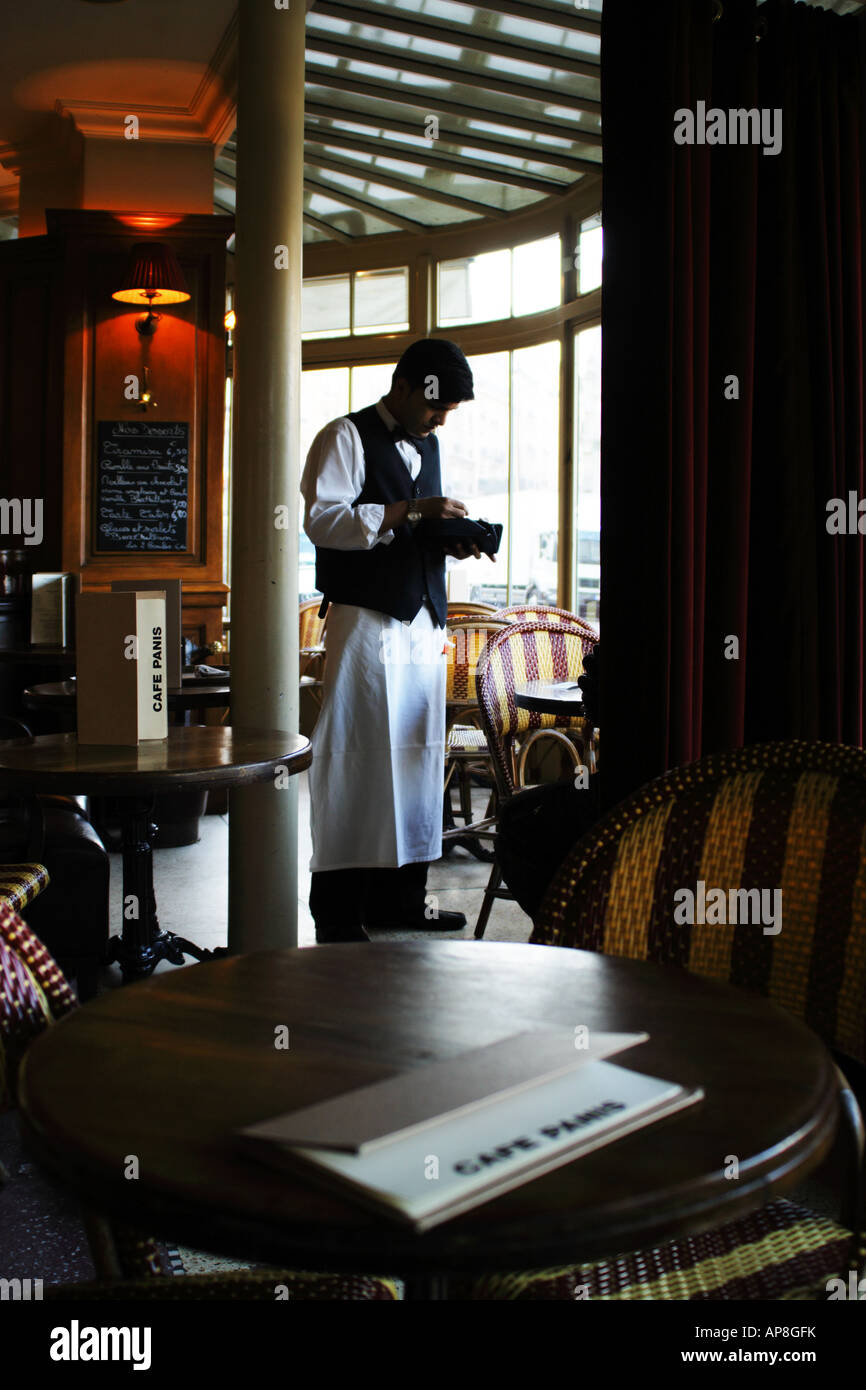 Waiter in a French Bistro Restaurant in the Ile de la Cite area of ...