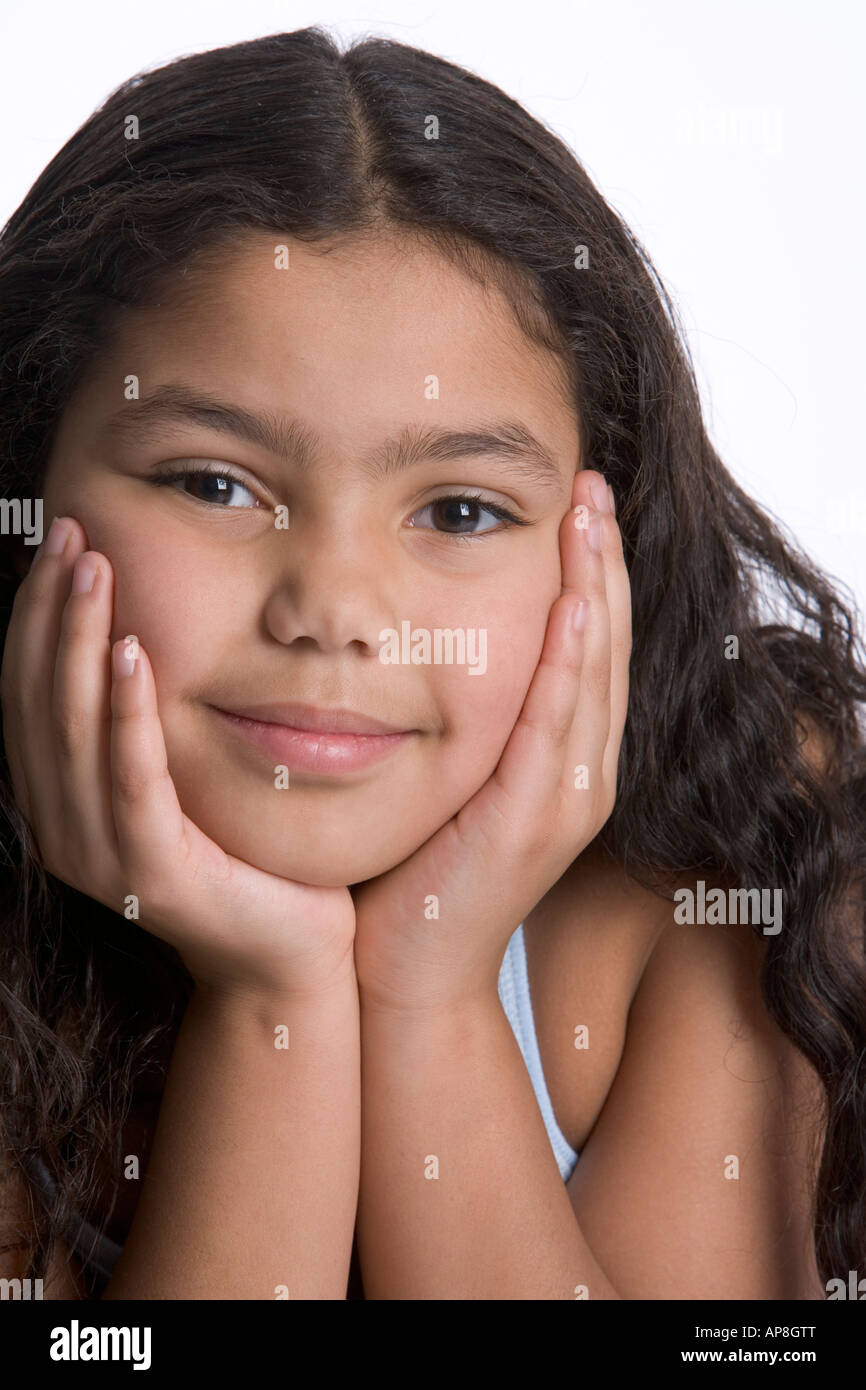 Portrait of a eight year old girl Stock Photo - Alamy