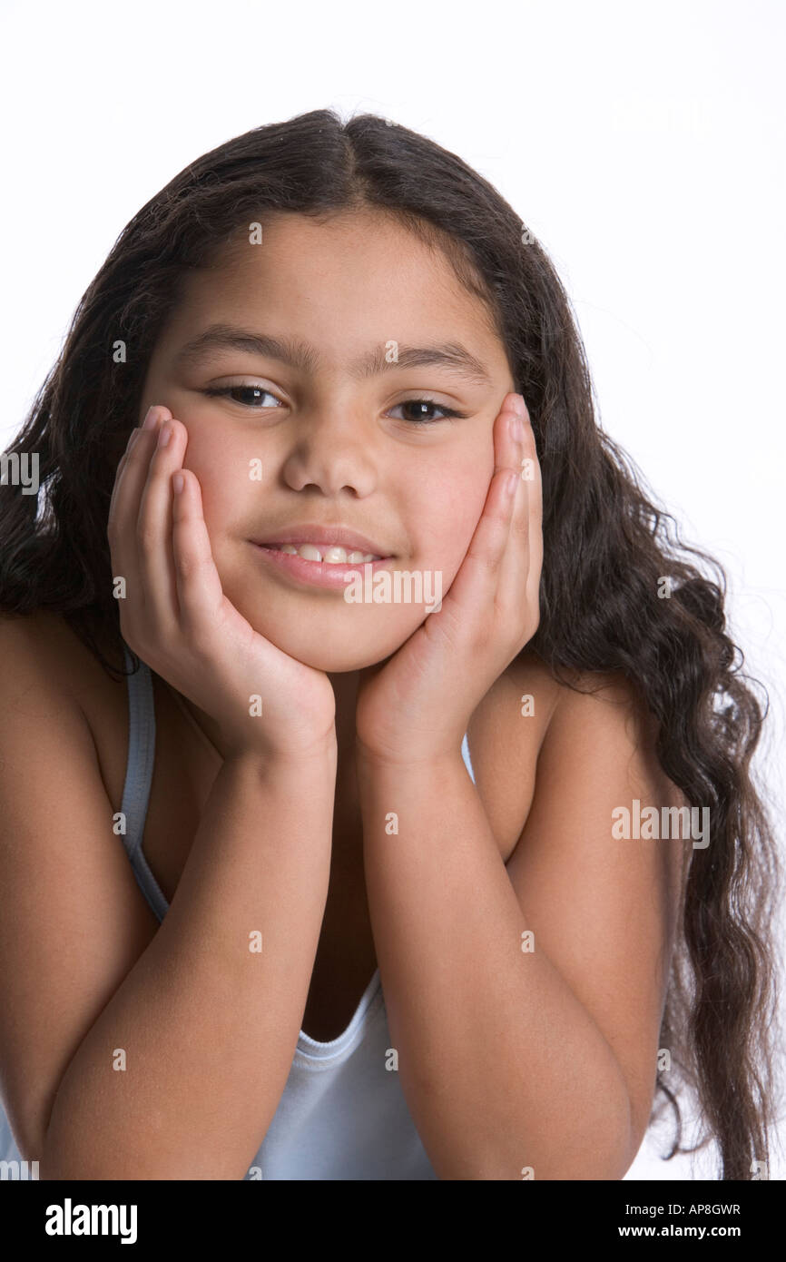 Portrait of a eight year old girl Stock Photo - Alamy