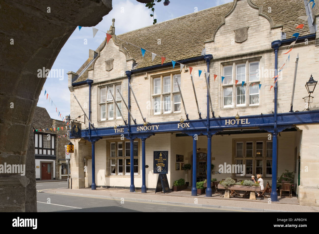 The Snooty Fox Hotel seen from the 17th century Market Hall in the ...