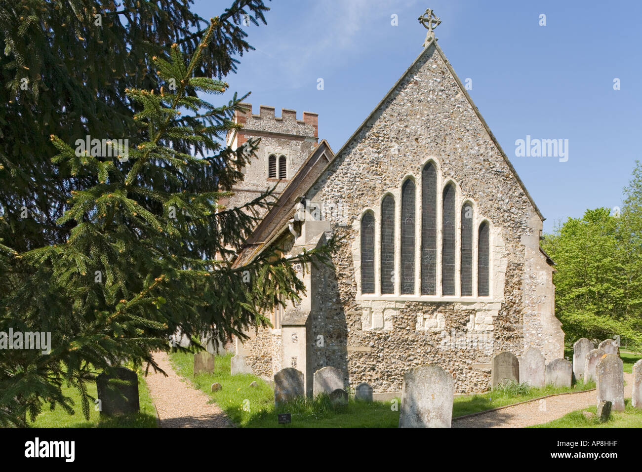All Saints church at Ockham, Surrey - with a rare seven lancet window ...