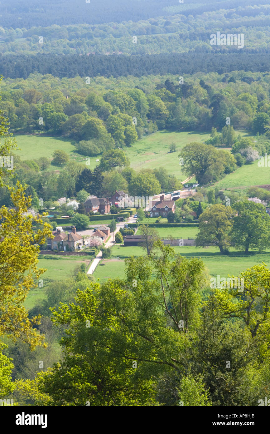 Looking down on the outskirts of Chilworth from St Martha's Hill ...