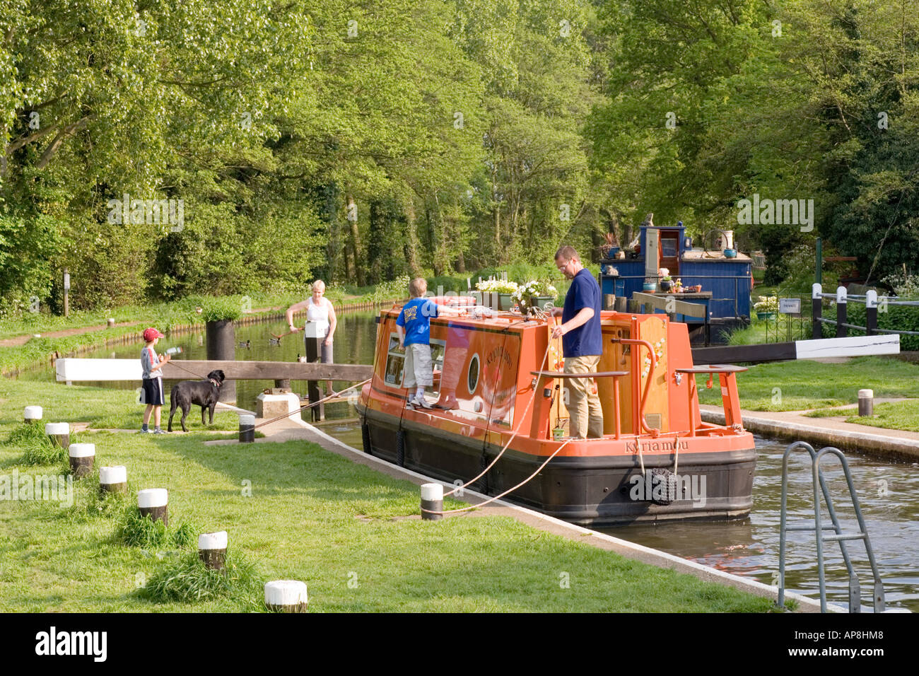 A peaceful evening on the River Wey Navigation at Pyrford Lock, Surrey ...
