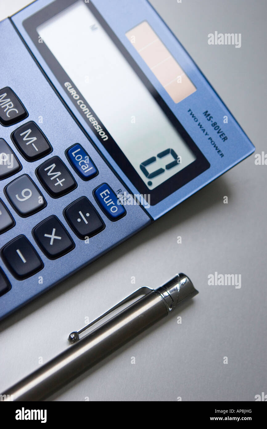 solar powered calculator with pen Stock Photo - Alamy