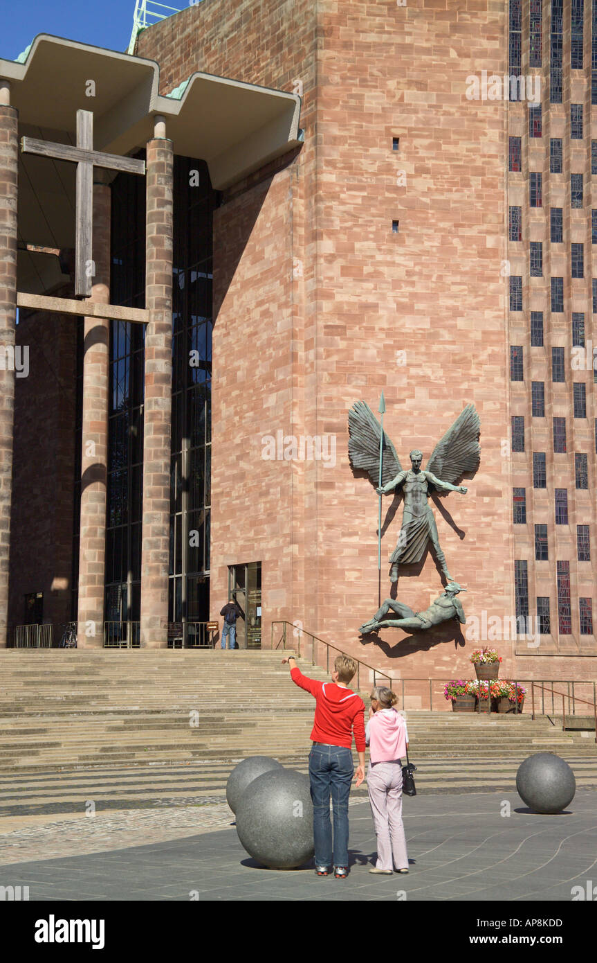Statue of St Michael and the Devil The New Coventry Cathedral West ...