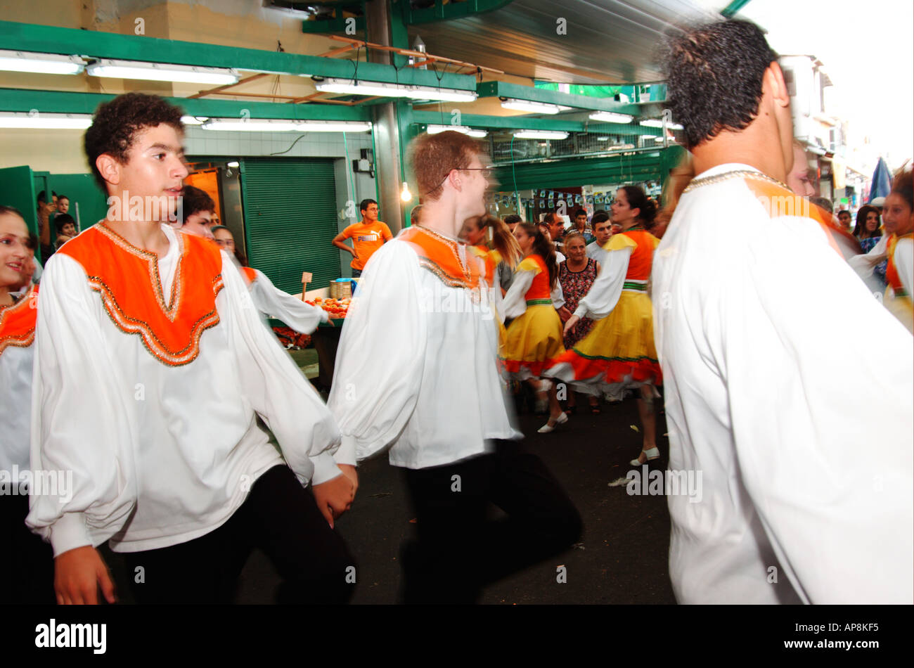 Israel Tel Aviv A group of Israeli folk dancers dancing in the Hatikva ...