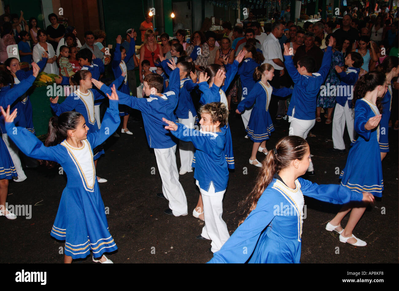 Israel Tel Aviv A group of Israeli folk dancers dancing in the Hatikva ...