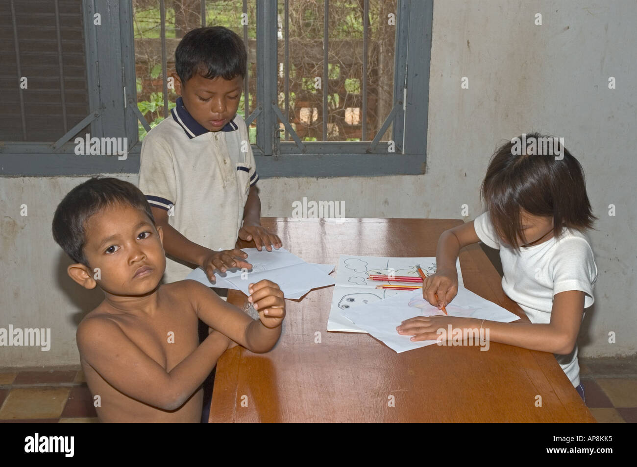 Cambodia Kampong Cham children in orphanage at school Stock Photo - Alamy
