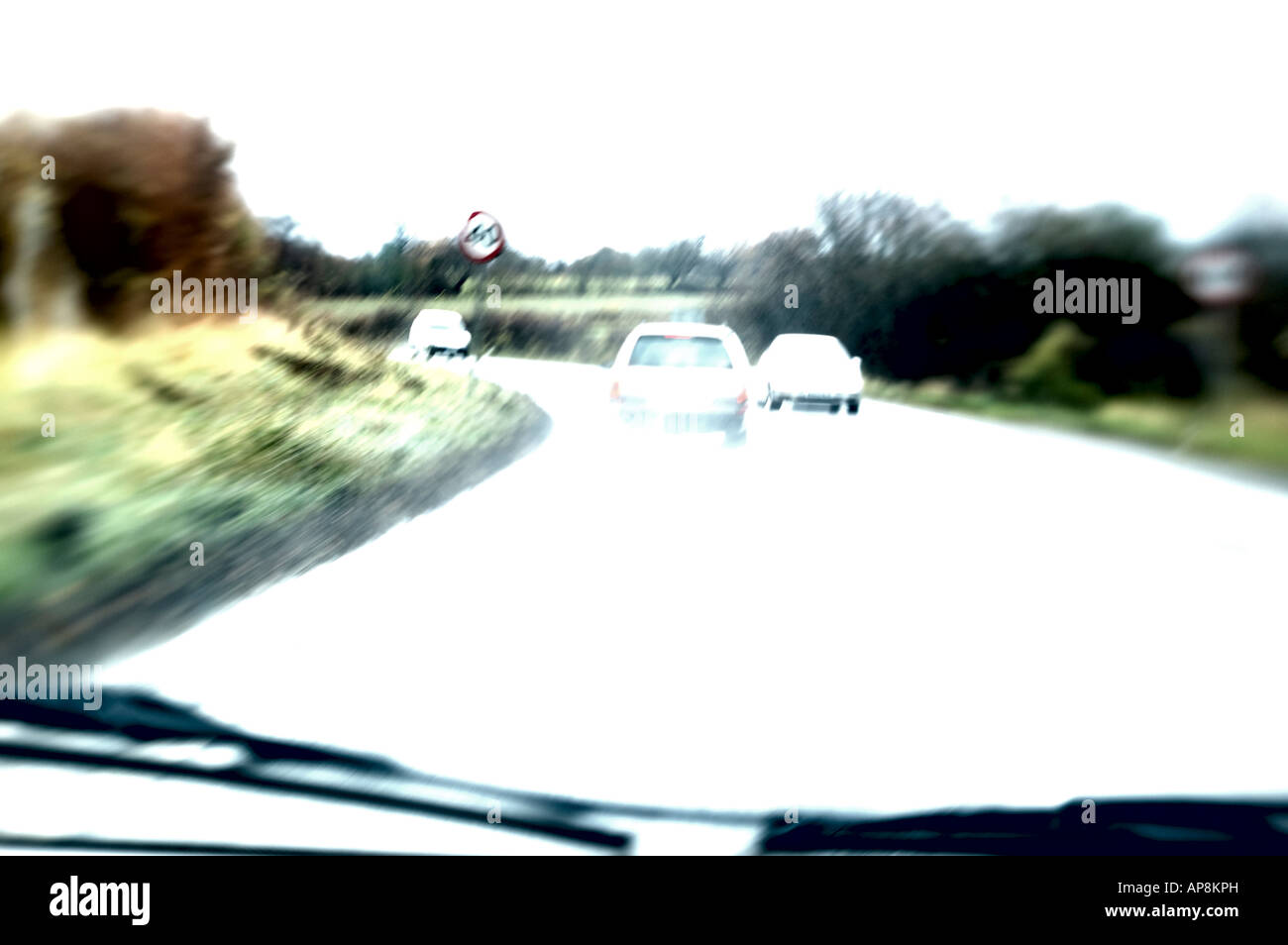 Looking Out Car Windscreen Driving Along the A12 In Winter, Suffolk UK ...