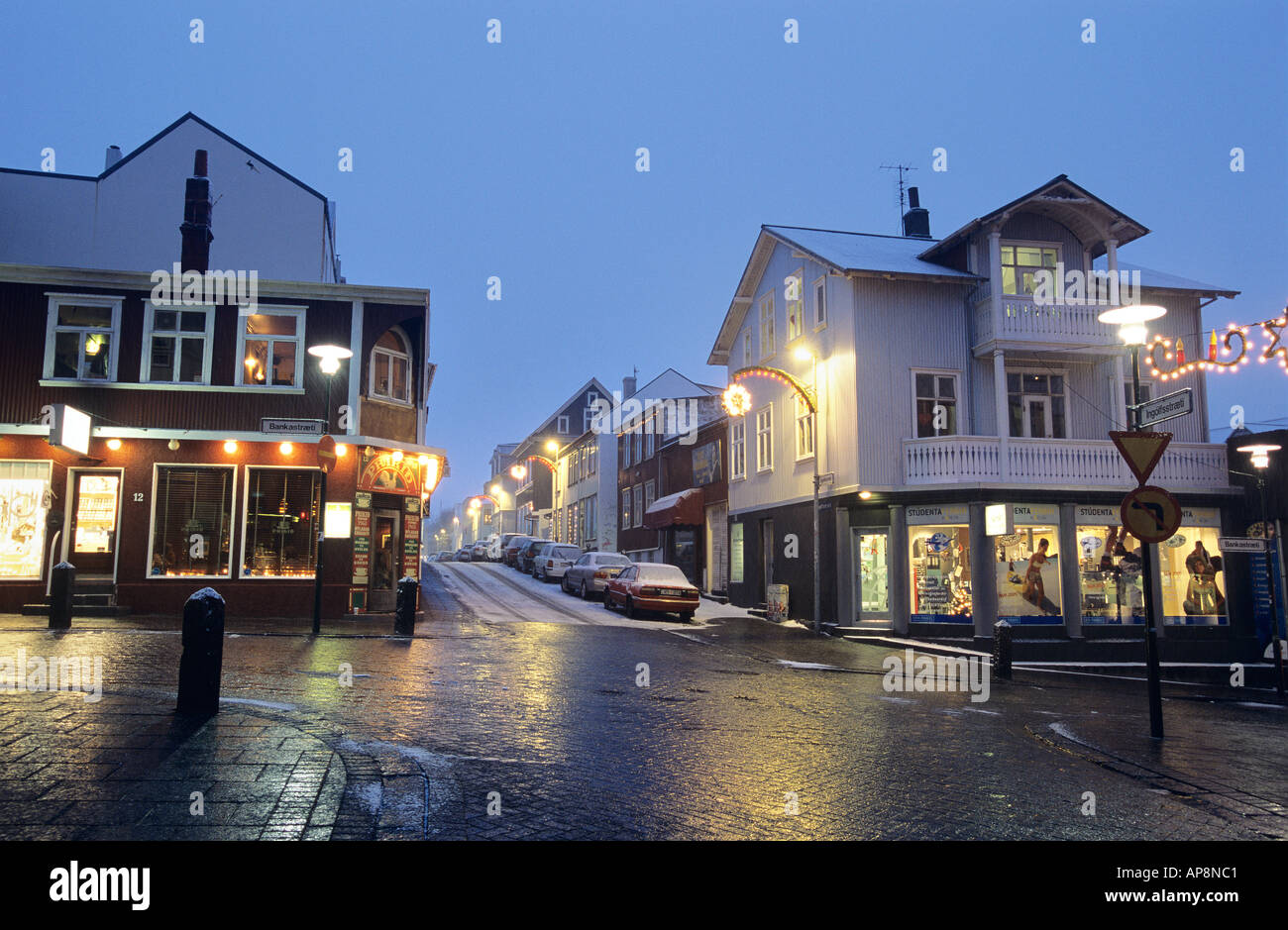 Reykjavik city during christmas time Laugavegur shopping street on a ...