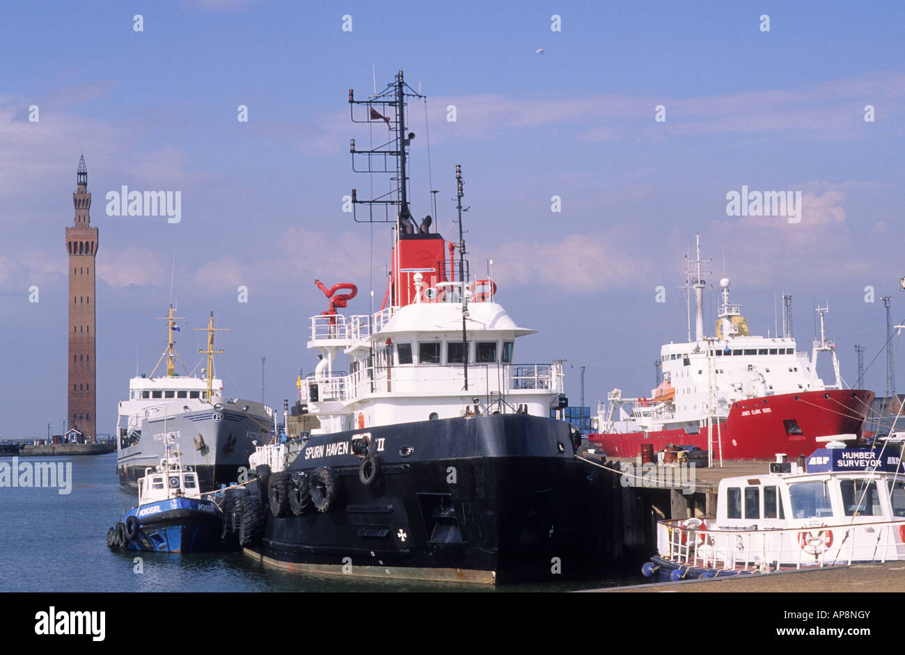 Grimsby Docks Royal Dock Tower Lincolnshire Humberside Ships port ...
