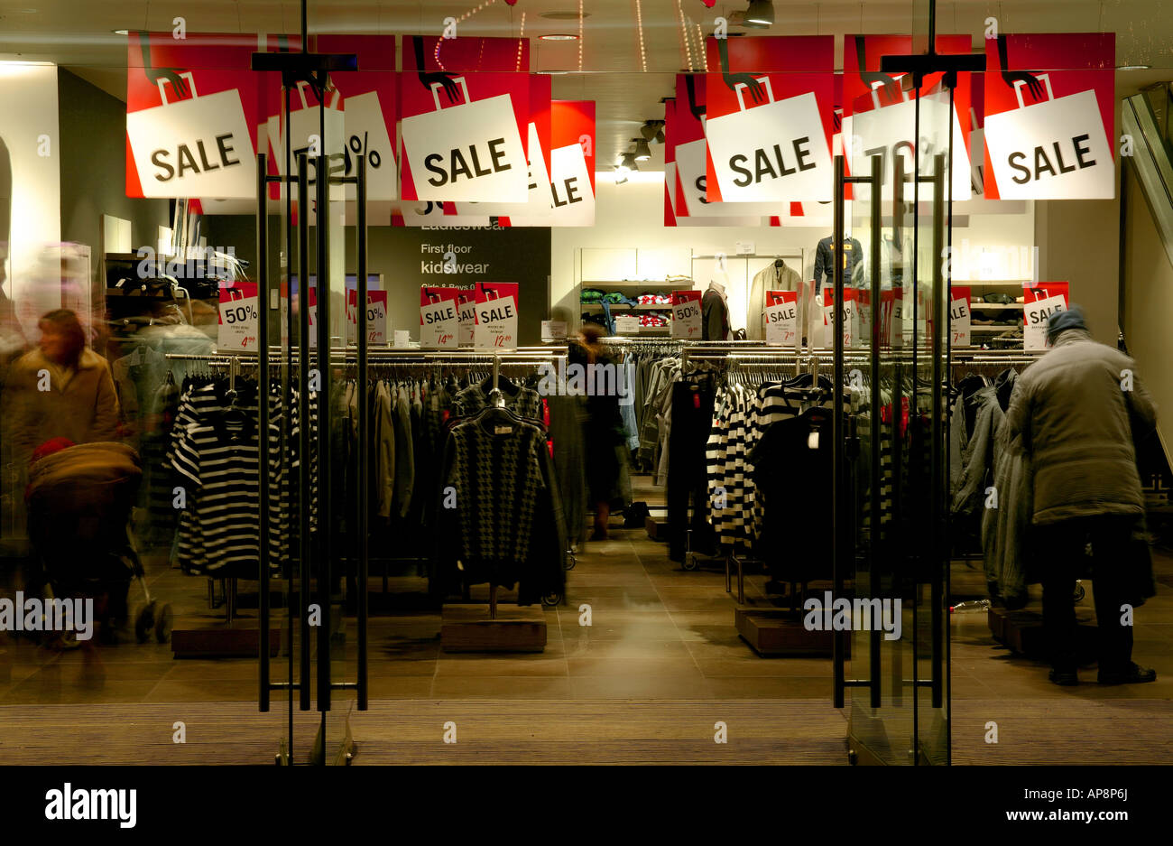 Shoppers in a retail store during sale time in December, Princes Street ...