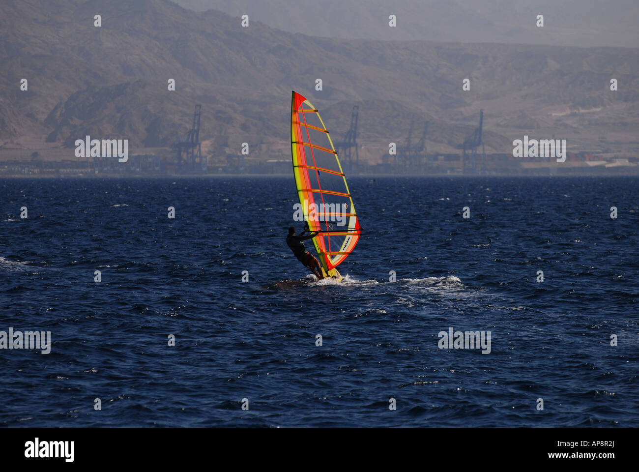 Israel Eilat Red Sea Wind surfing in the Bay of Aqaba Stock Photo - Alamy