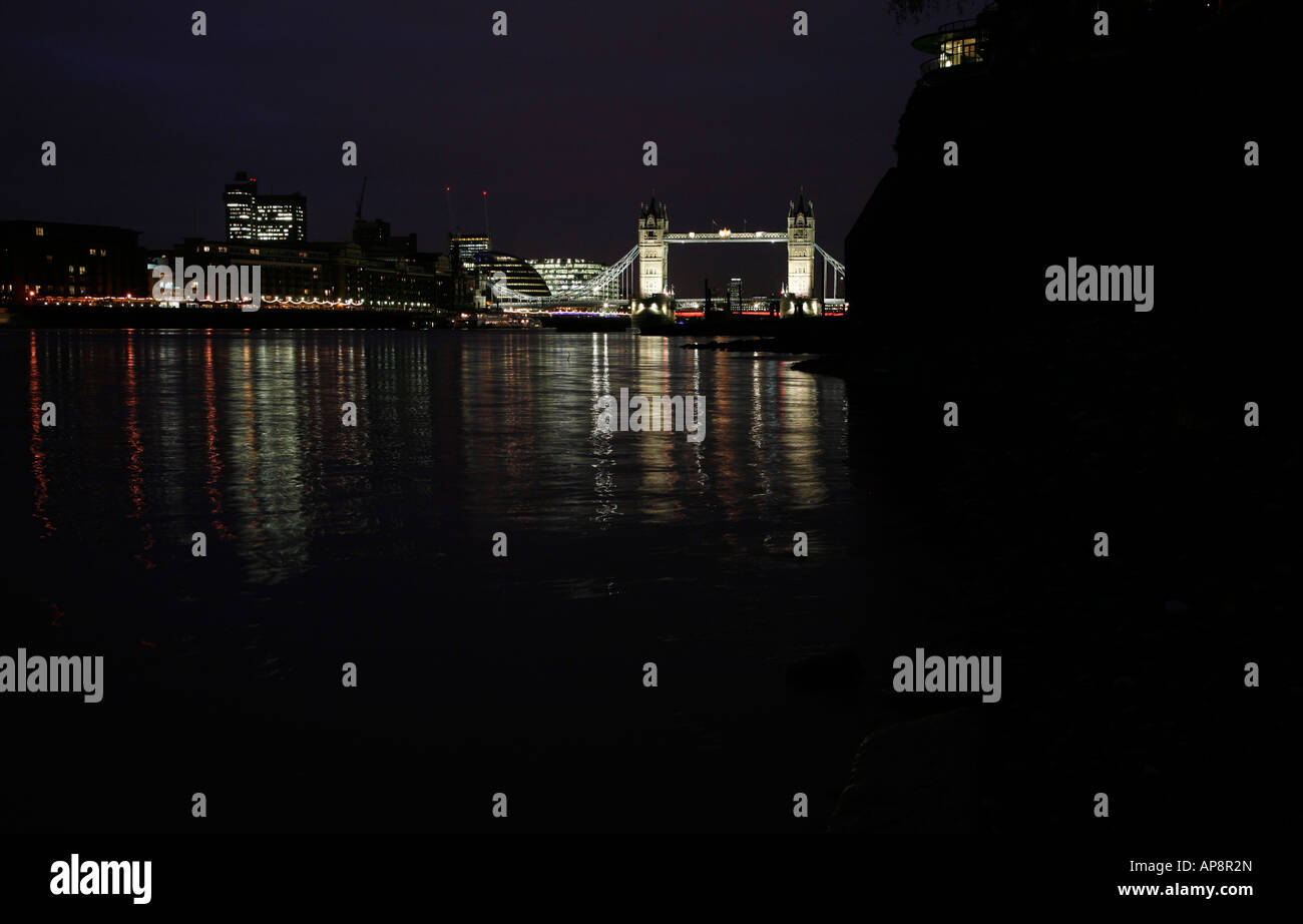 Tower Bridge seen from Pool of London in Wapping, London Stock Photo ...