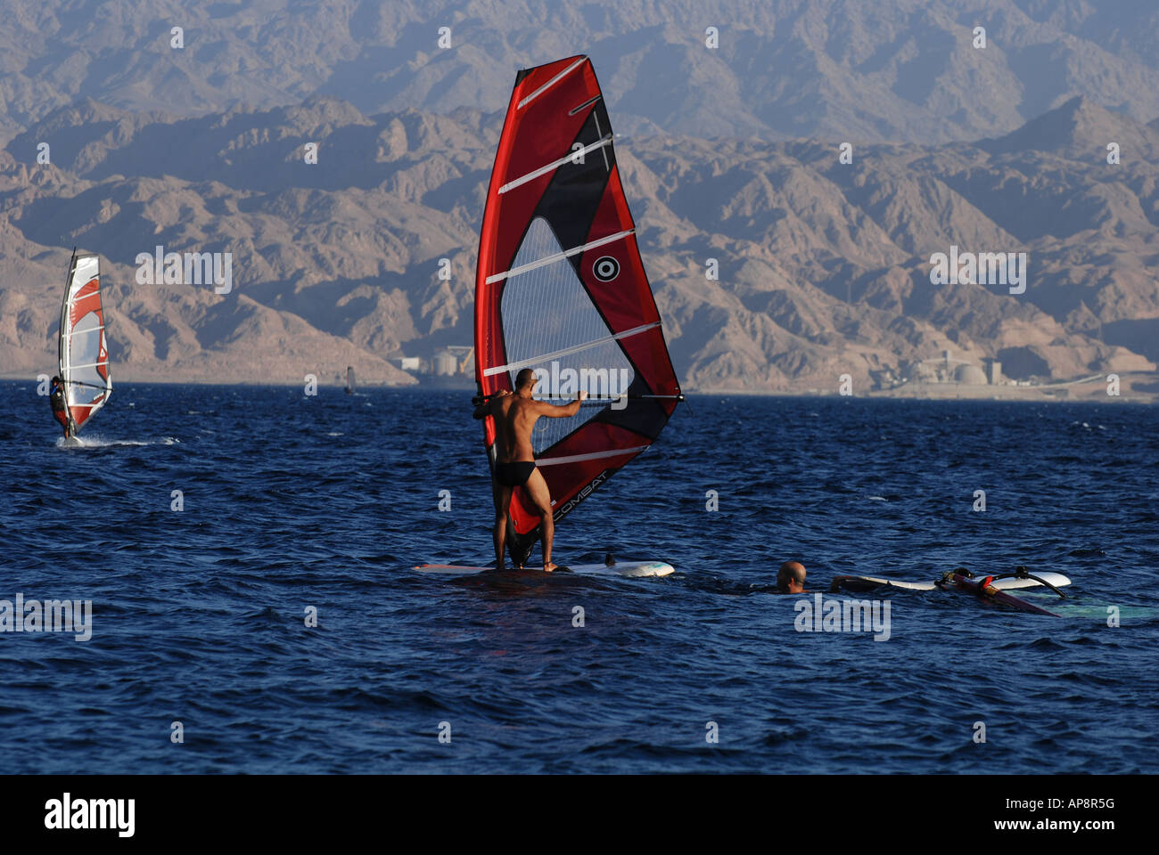 Israel Eilat Red Sea Wind surfing in the Bay of Aqaba Stock Photo - Alamy