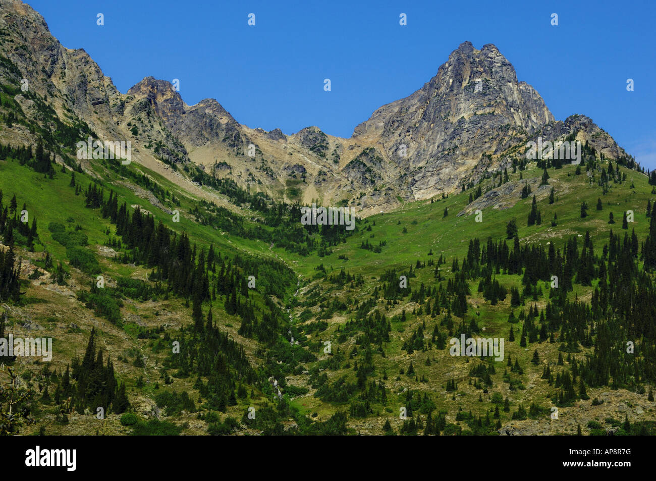 Mountain and stream in the Northern Cascades, Washington State, USA ...