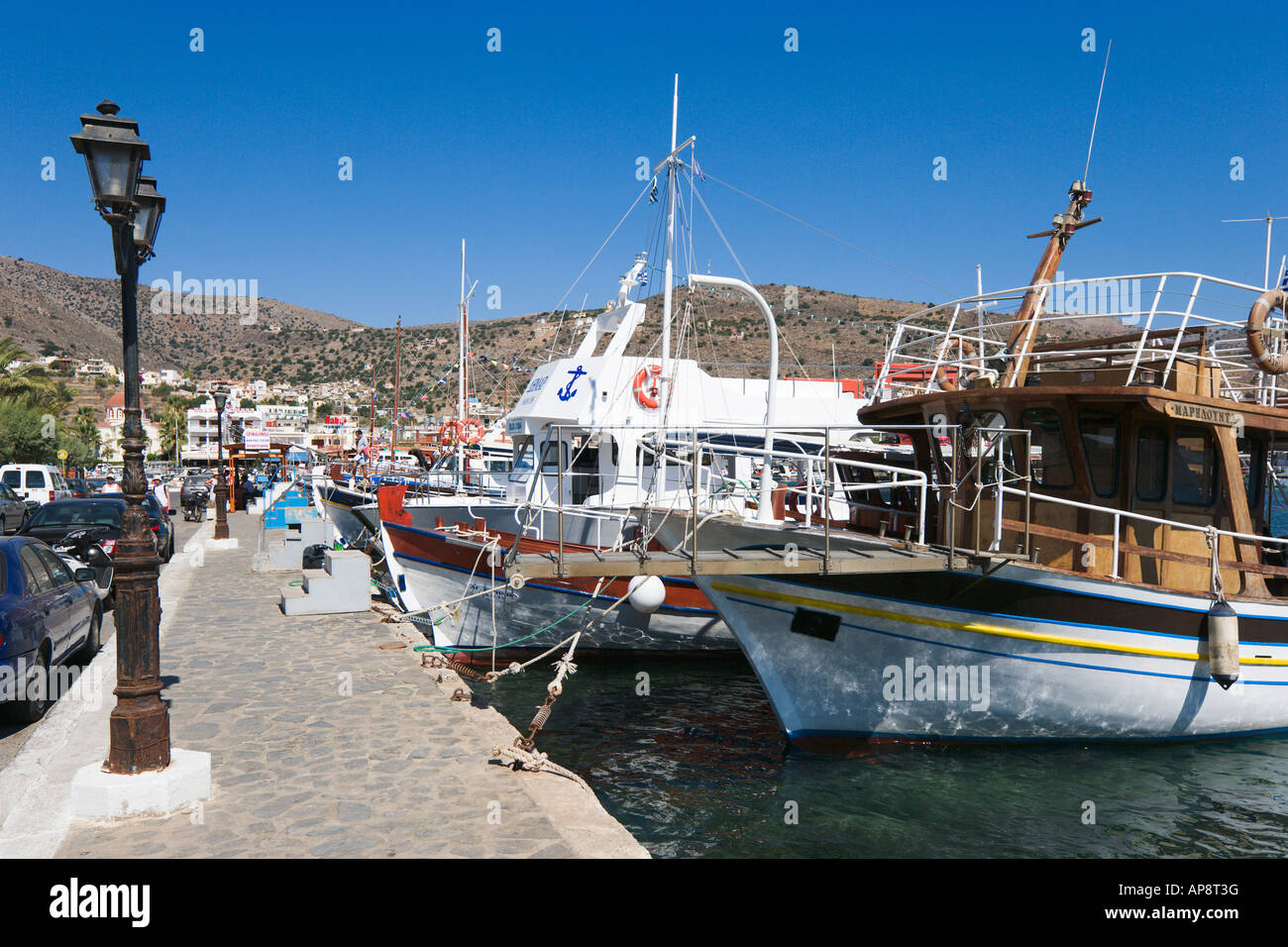 Excursion Boats in Harbour, Elounda, North East Coast, Crete, Greece ...