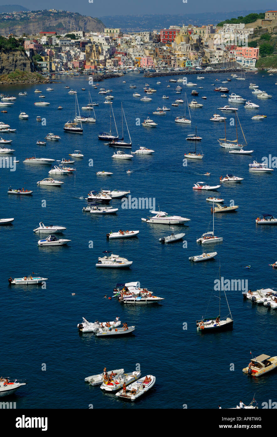 Island of naples fishing port vertical seascape hi-res stock ...