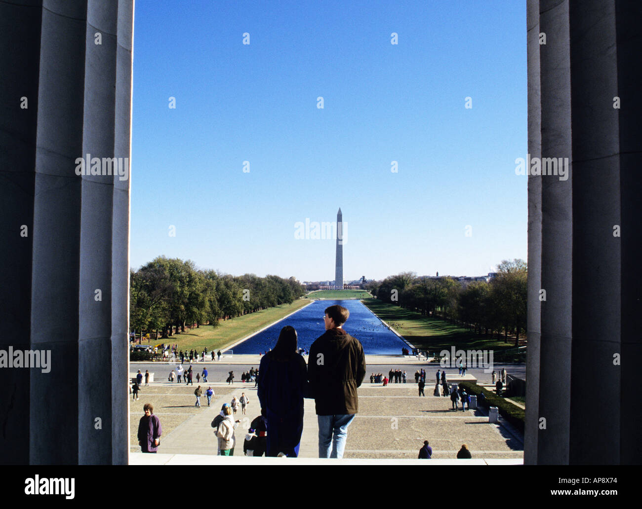 Washington DC George Washington Memorial and Reflecting Pool seen from ...
