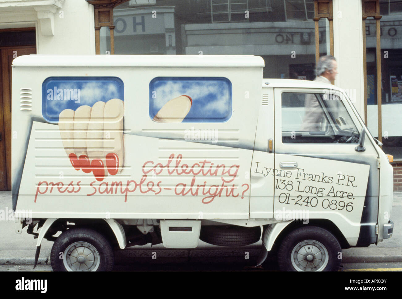 Lynne Franks PR van with painted advertisement on the side Stock Photo ...