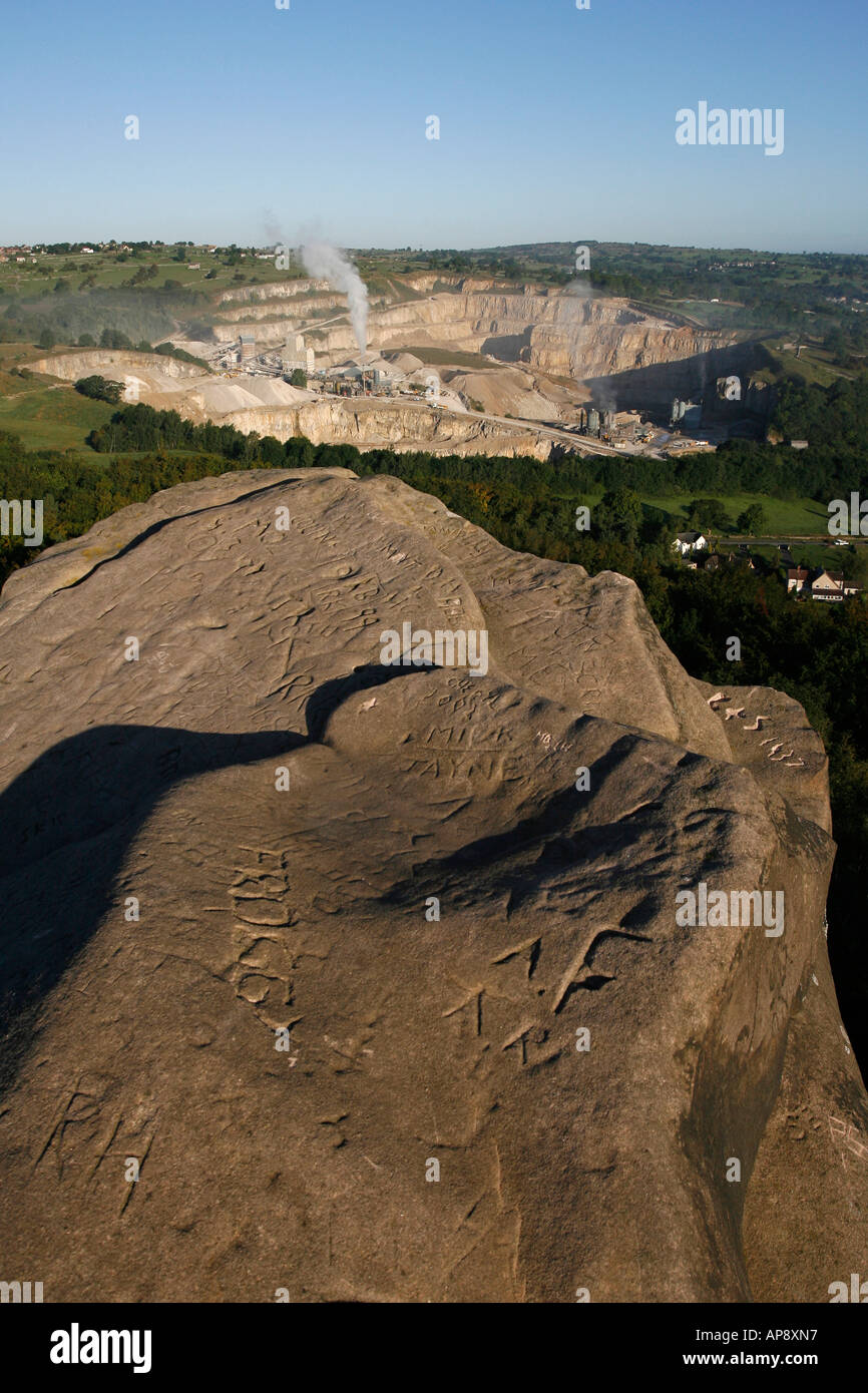 Middleton mine viewed from Black rocks Derbyshire Dales Peak District ...