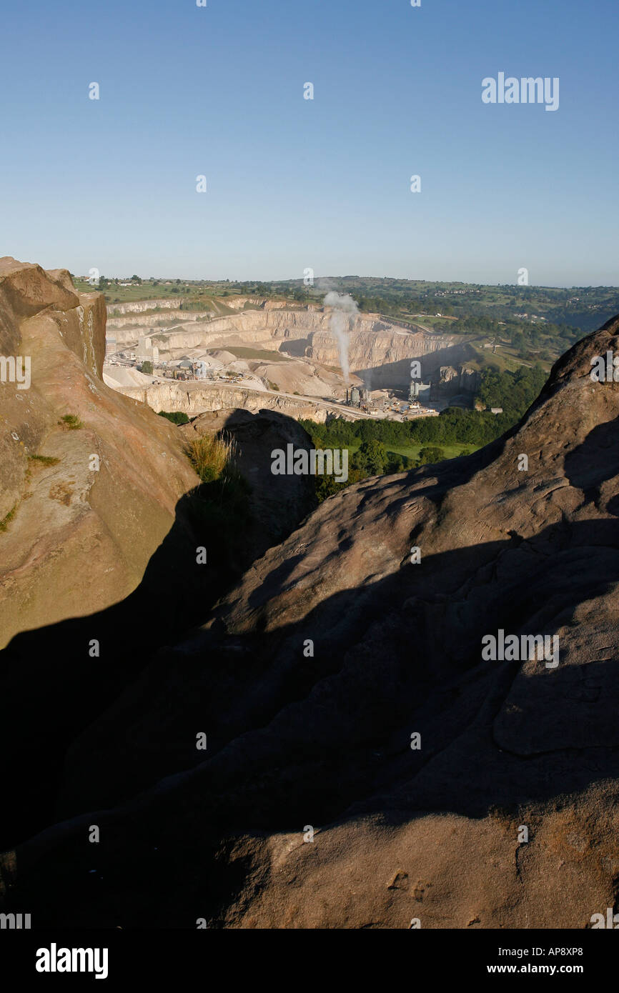 Middleton mine viewed from Black rocks Derbyshire Dales Peak District ...