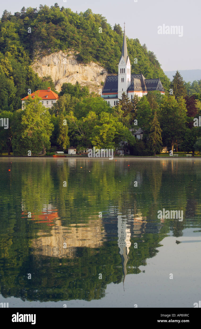 Lake Bled Slovenia with view to Bled cathedral Stock Photo - Alamy