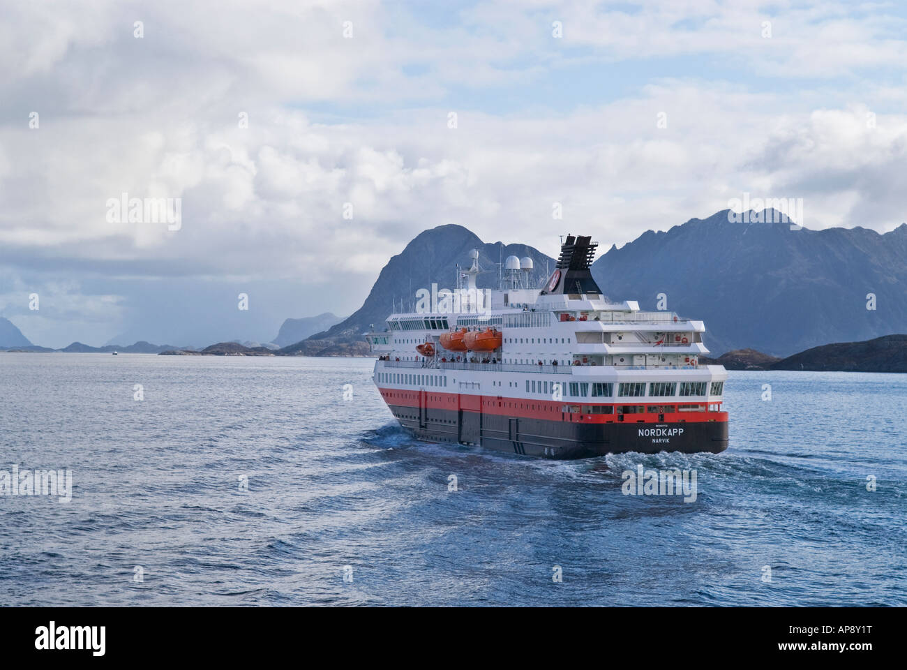 Hurtigruten the Norwegian coastal ferry sailing north Stock Photo - Alamy