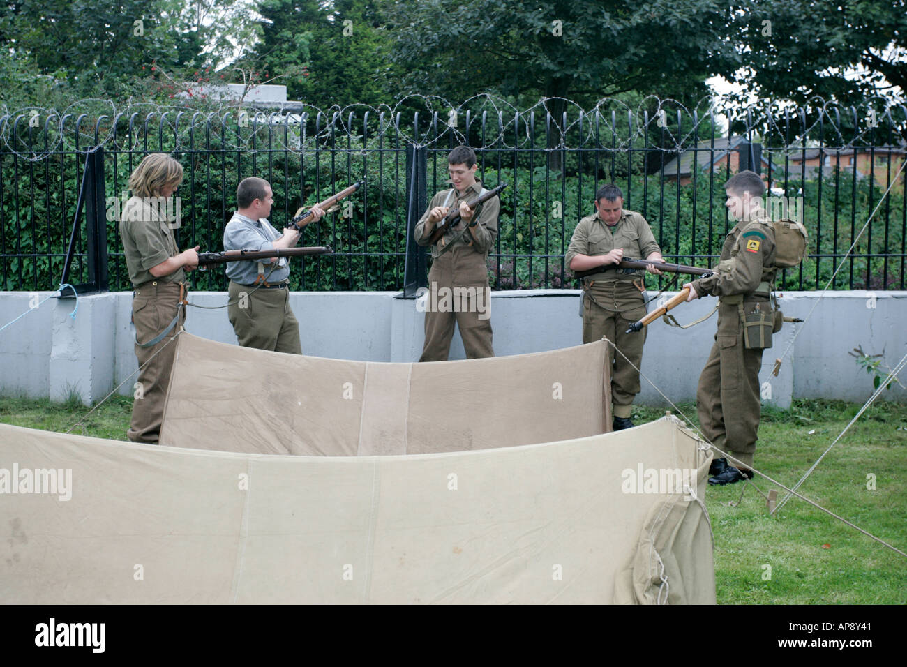 reinactors in london irish rifles uniform stage rifle drills at Grey ...