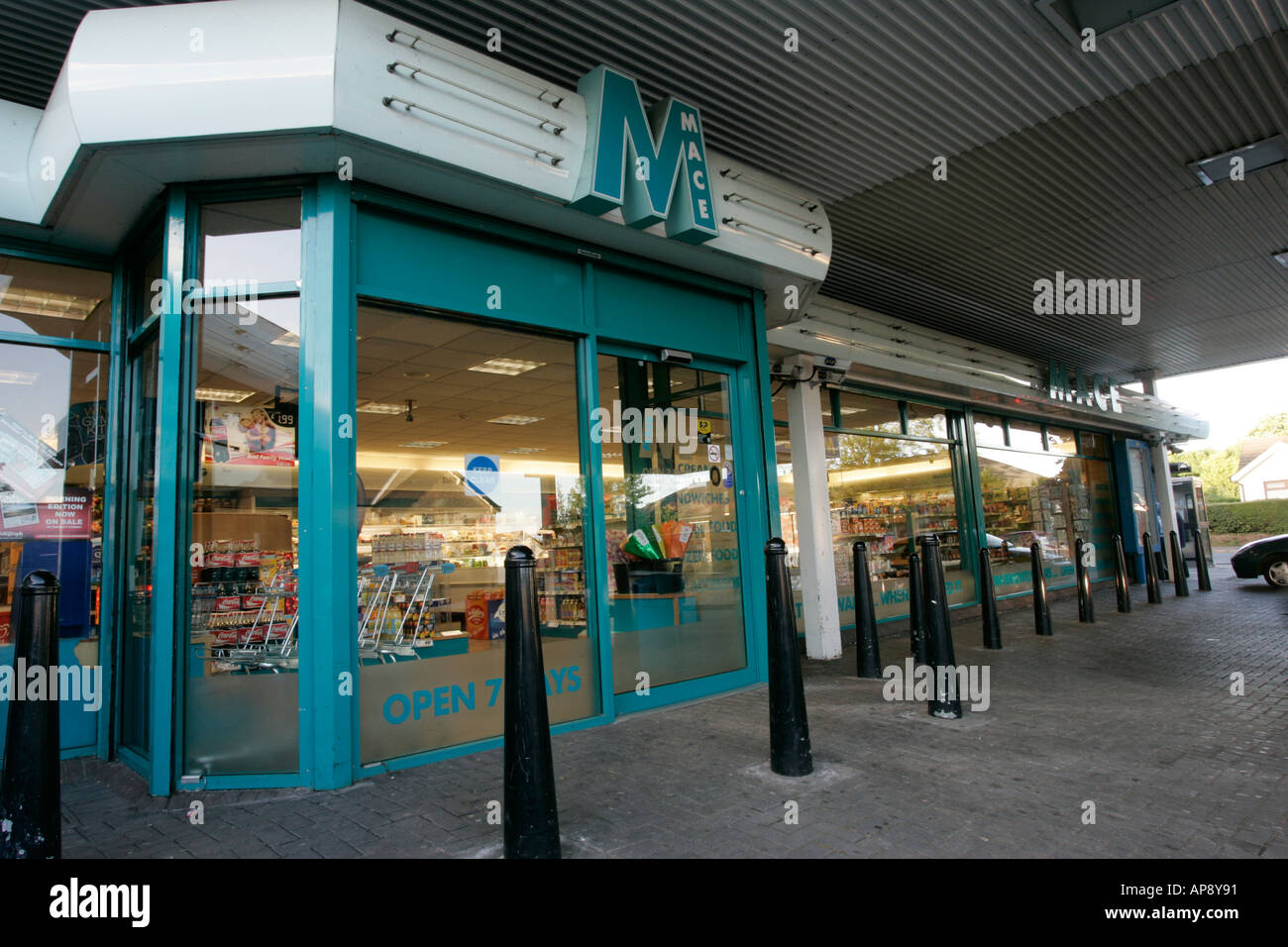 Mace shopping market in a petrol station garage forecourt northern ...