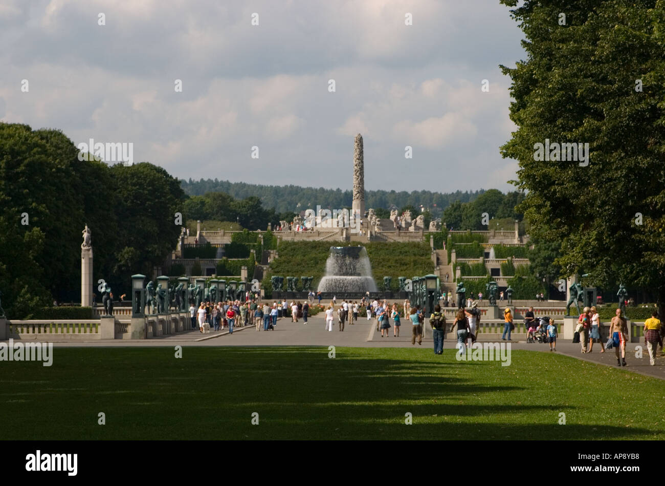 Overview of Bridge Fountain and Monolith Plateau Vigeland Park Oslo ...