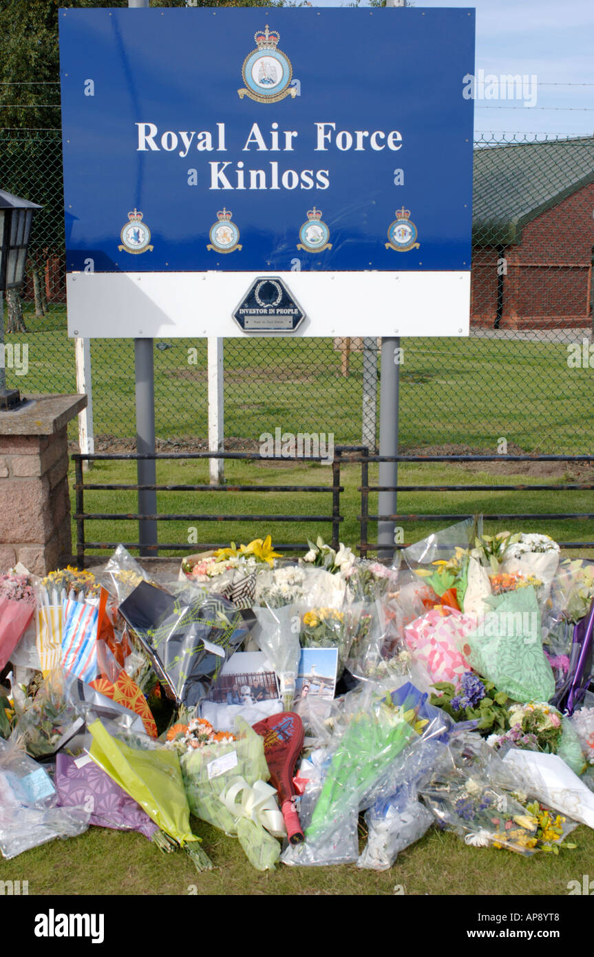 Sympathy flowers at RAF Kinloss, Home Base for the Nimrod Aircraft ...