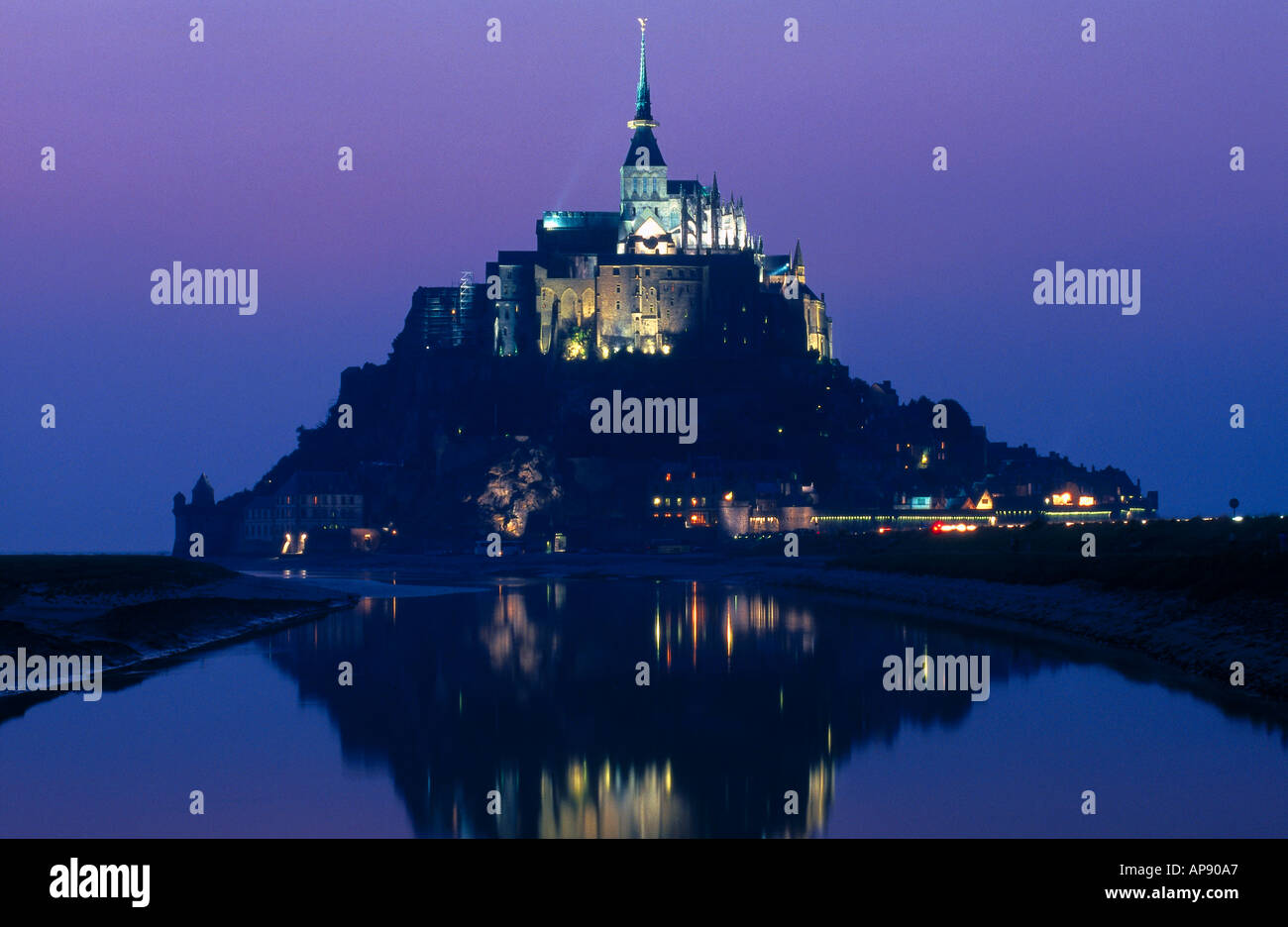 Castle on mountain, Mont Saint-Michel, Manche, Basse-Normandy, France ...