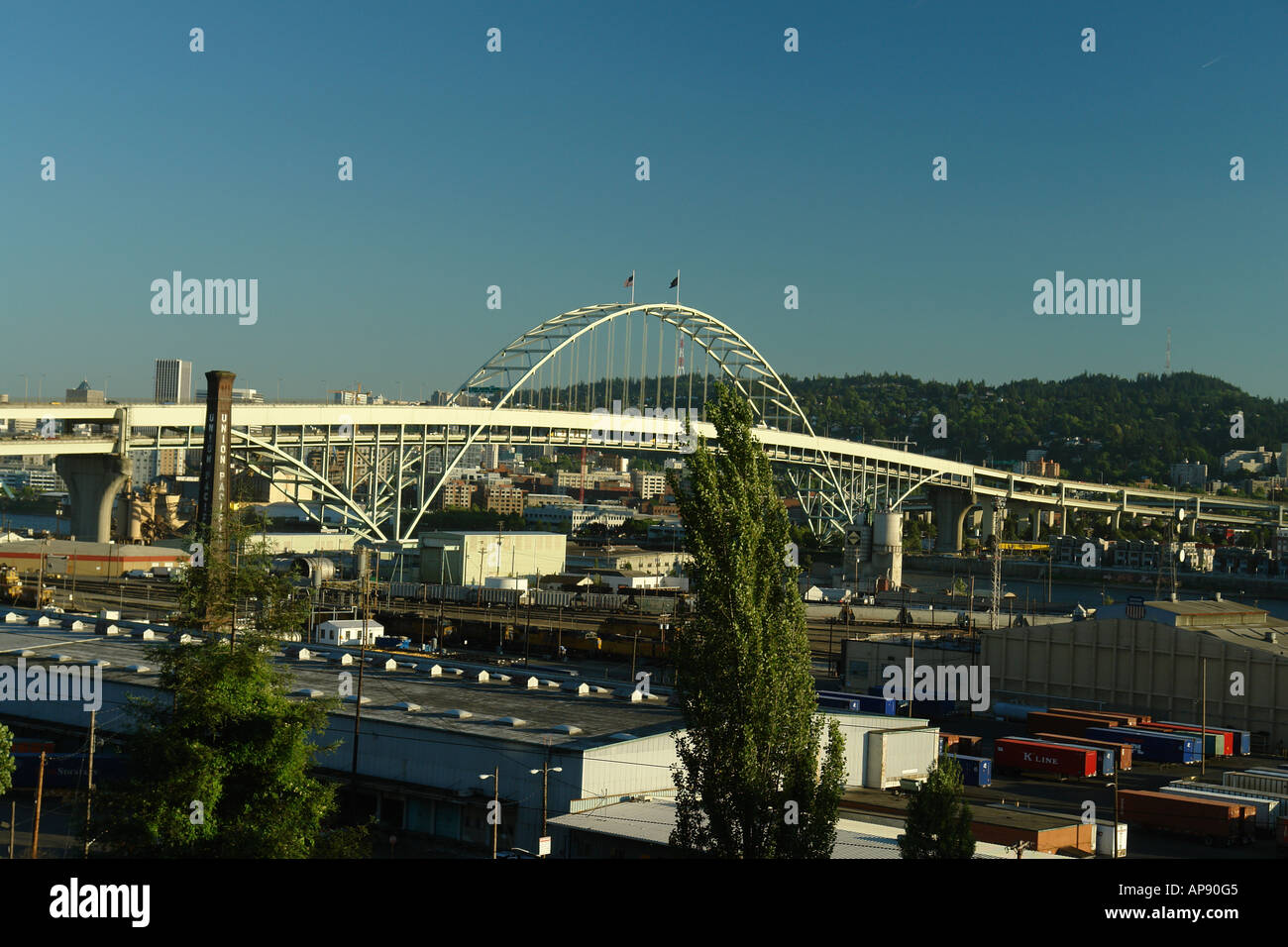 AJD51912, Portland, OR, Oregon, Willamette River, Fremont Bridge, I-405 ...