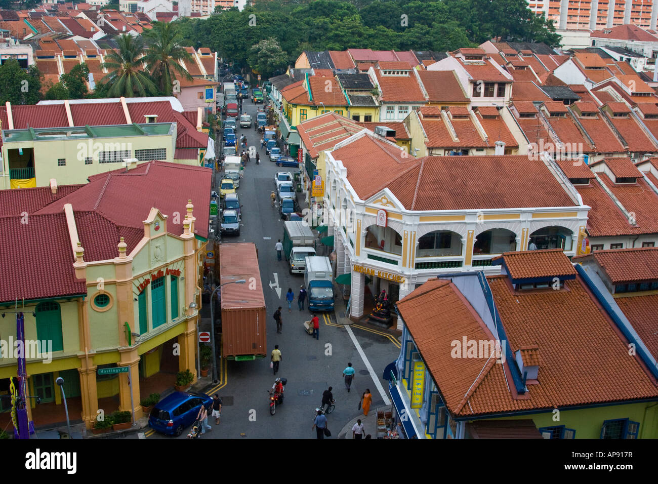 Rooftops and Storefronts in Little India Singapore Stock Photo - Alamy