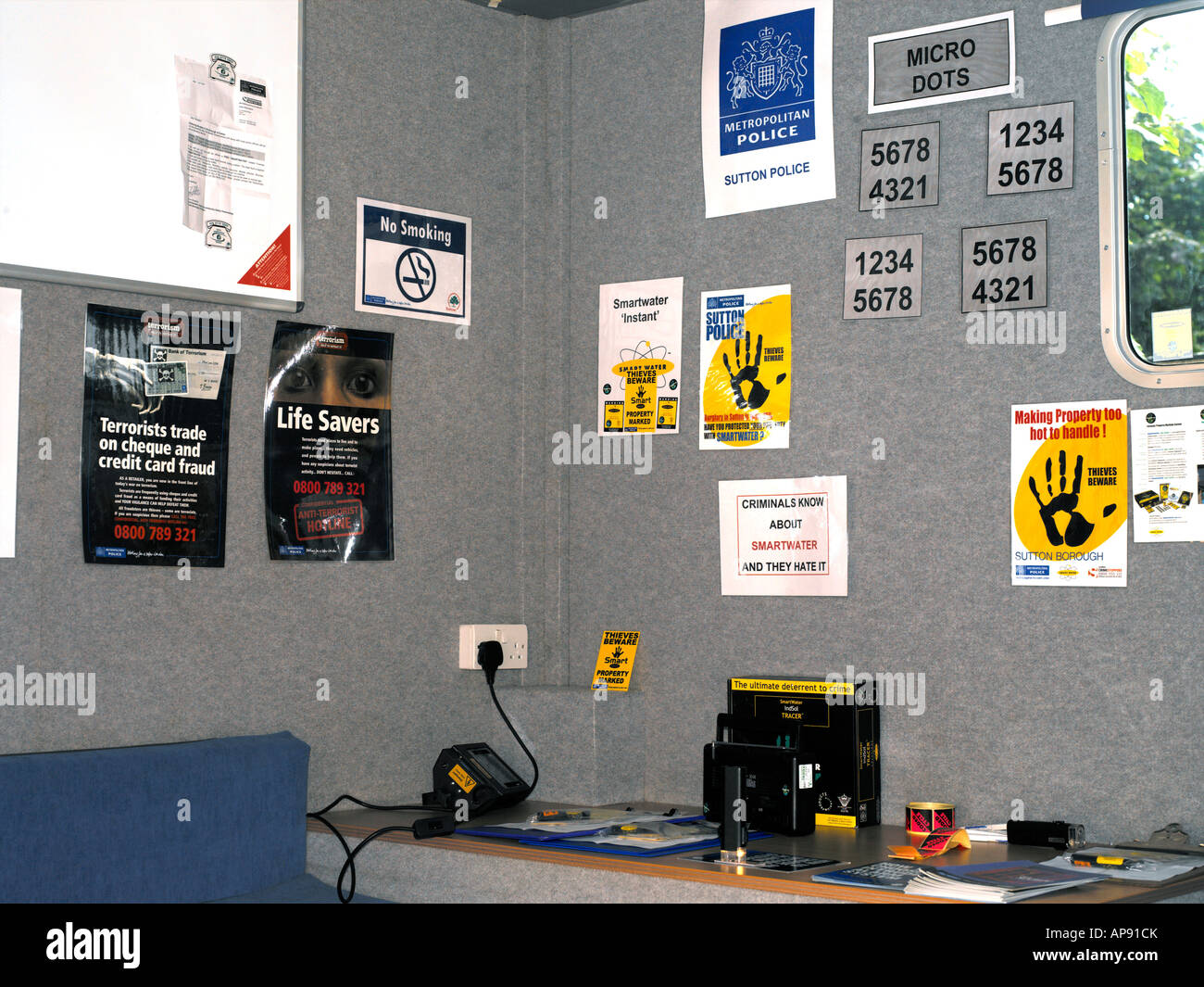 Inside Police Mobile Unit Prevention of Theft Home Security Stock Photo ...