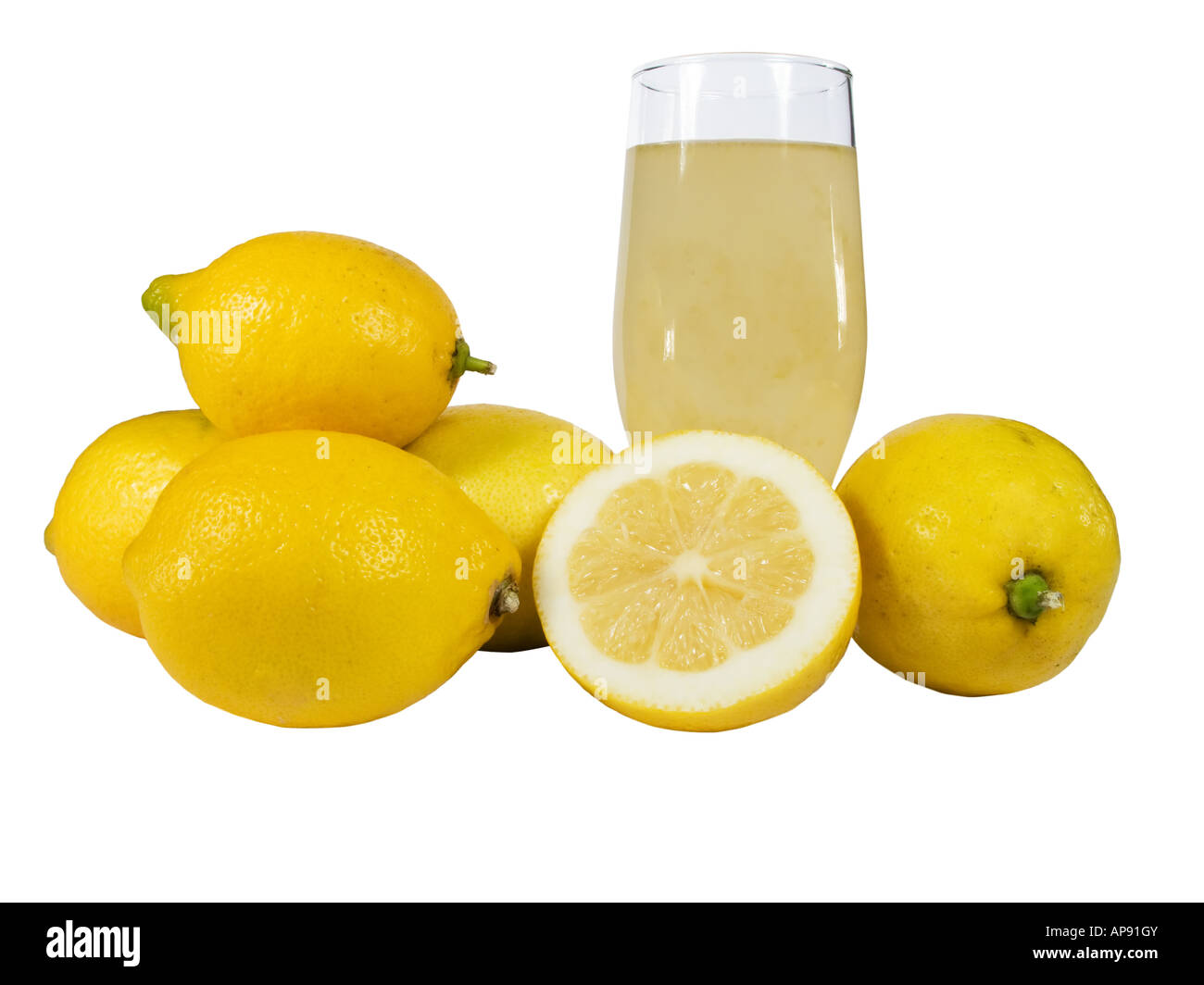 Glass of natural lemonade with several lemons Stock Photo - Alamy