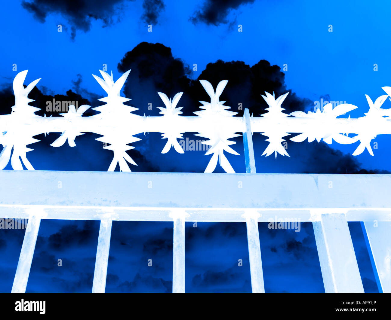 Barbed Wire on Security Gate Stock Photo - Alamy