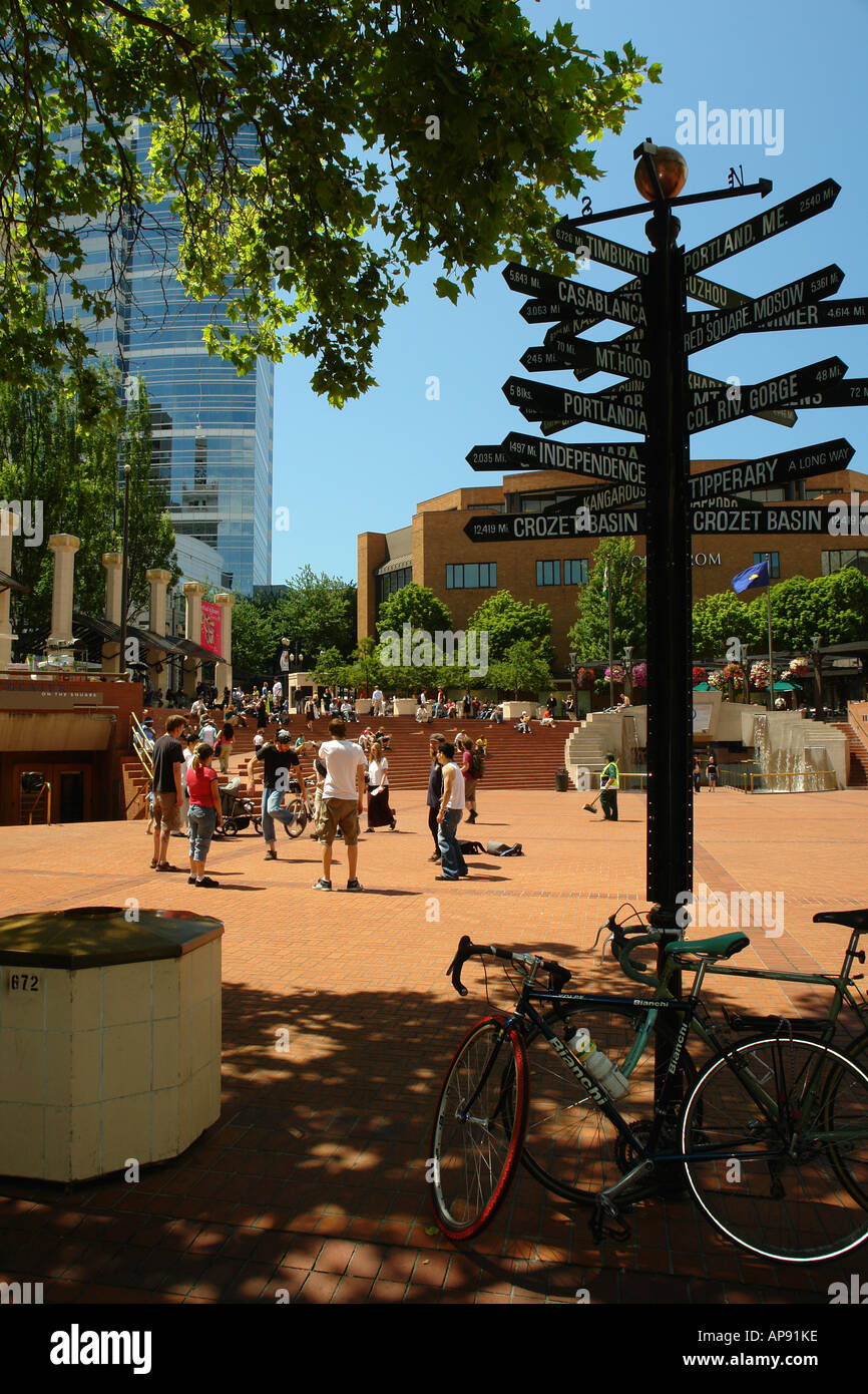 AJD52031, Portland, OR, Oregon, downtown, Pioneer Courthouse Square ...