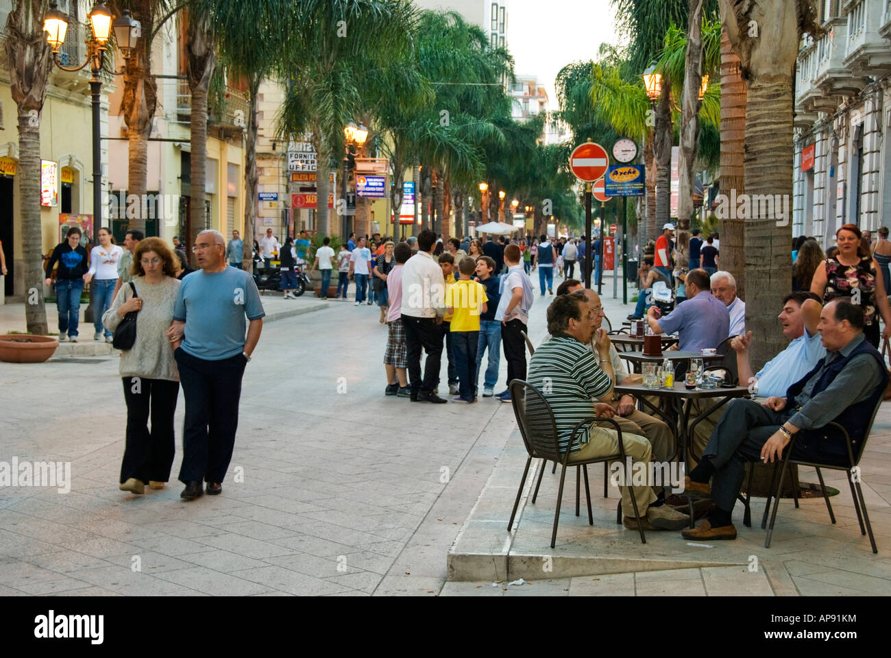 Brindisi, Puglia. Via Taranto is the main street in the center of town ...
