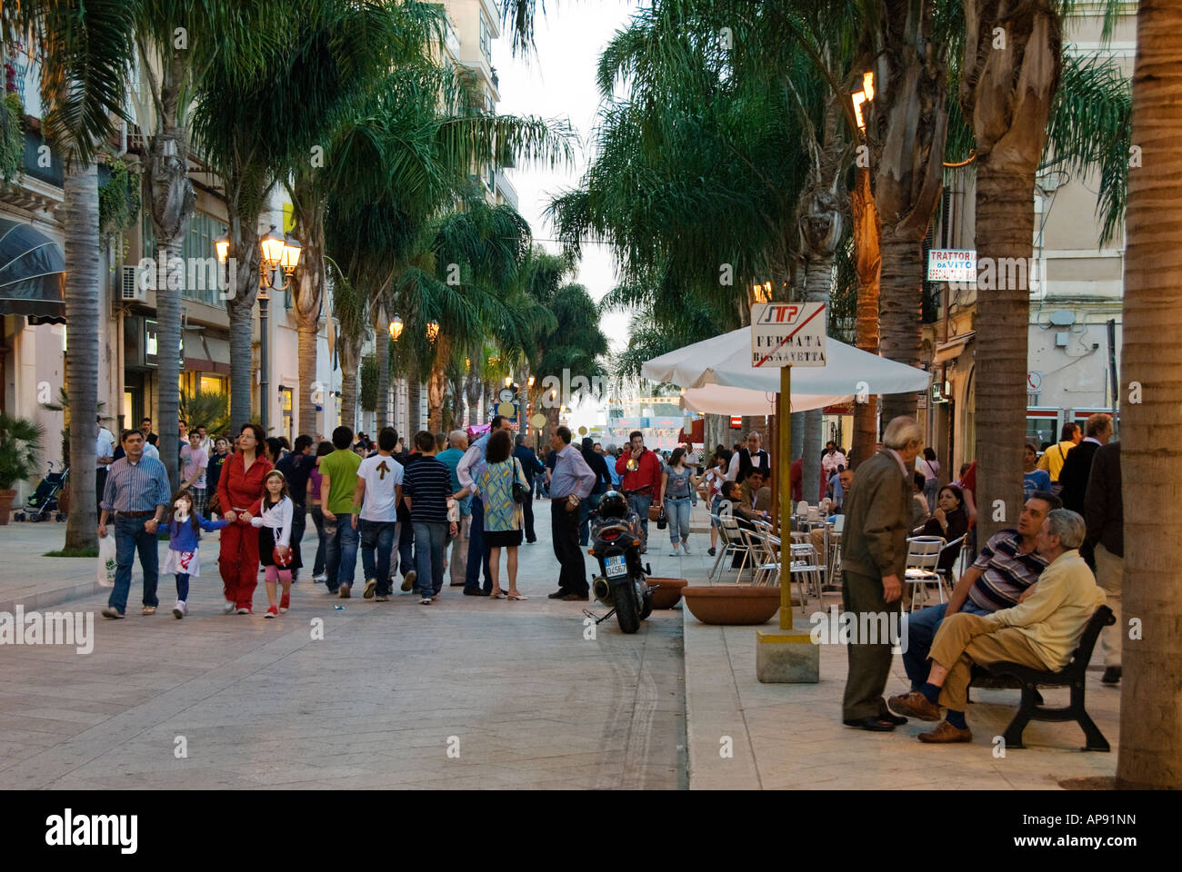 Brindisi, Puglia. Via Taranto is the main street in the center of town ...