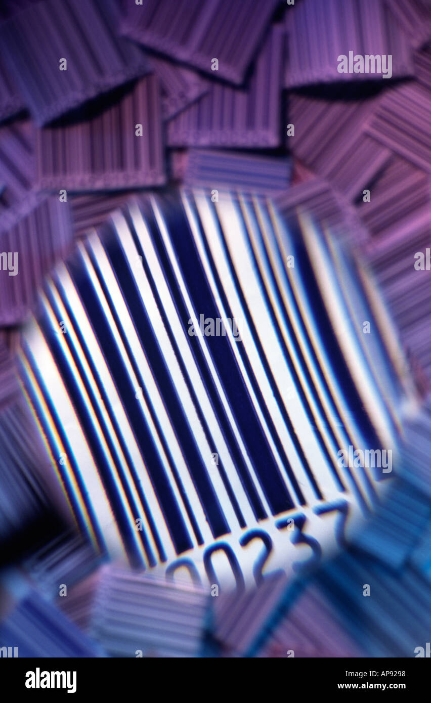 Bar code under a magnifying glass Stock Photo - Alamy