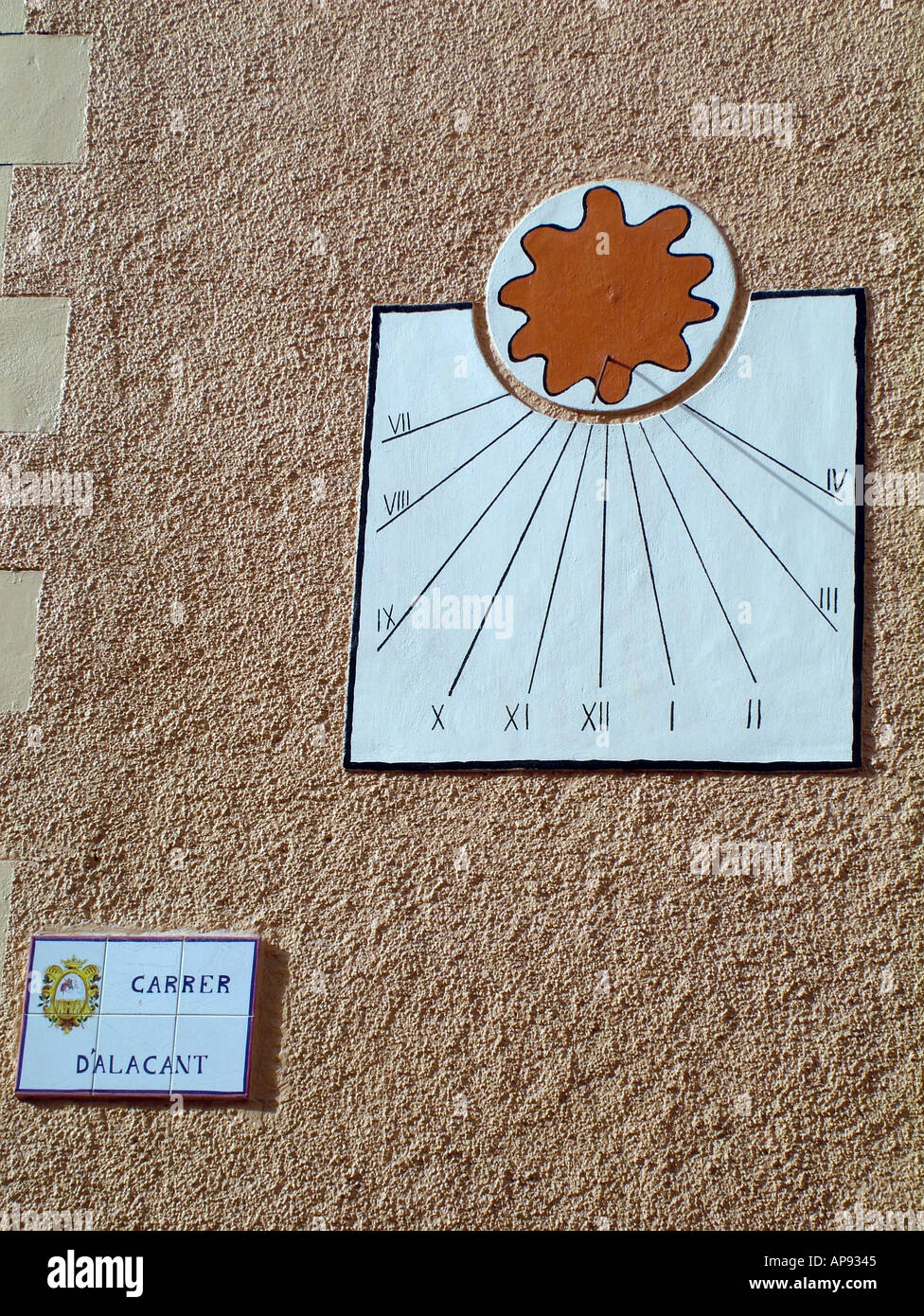 Sundial mounted on Wall Southern Spain Stock Photo - Alamy