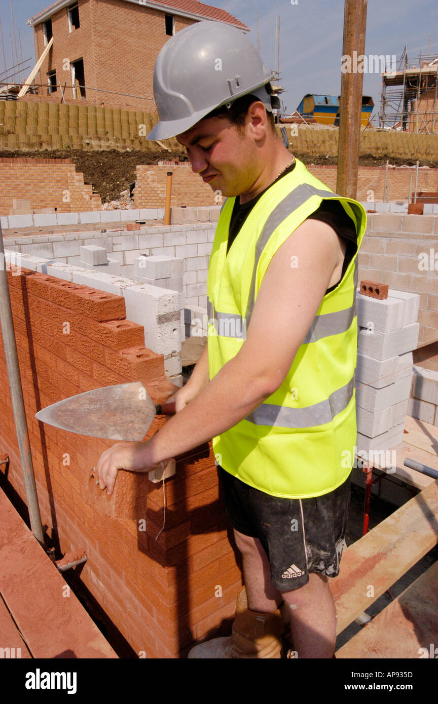 Bricklayer at Work Stock Photo - Alamy