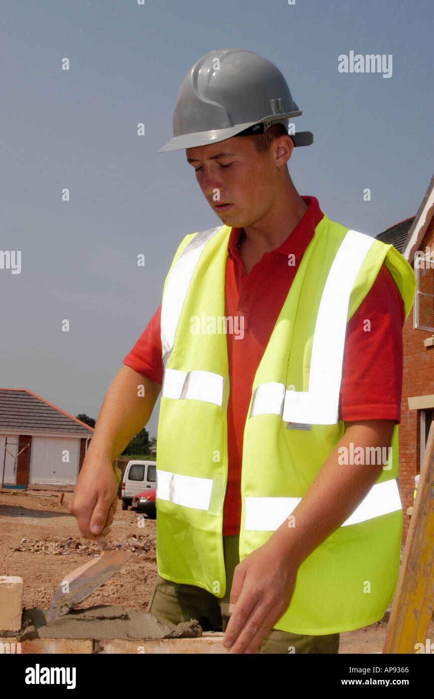 Bricklayer at Work Stock Photo - Alamy