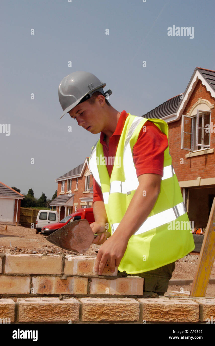 Bricklayer at Work Stock Photo - Alamy